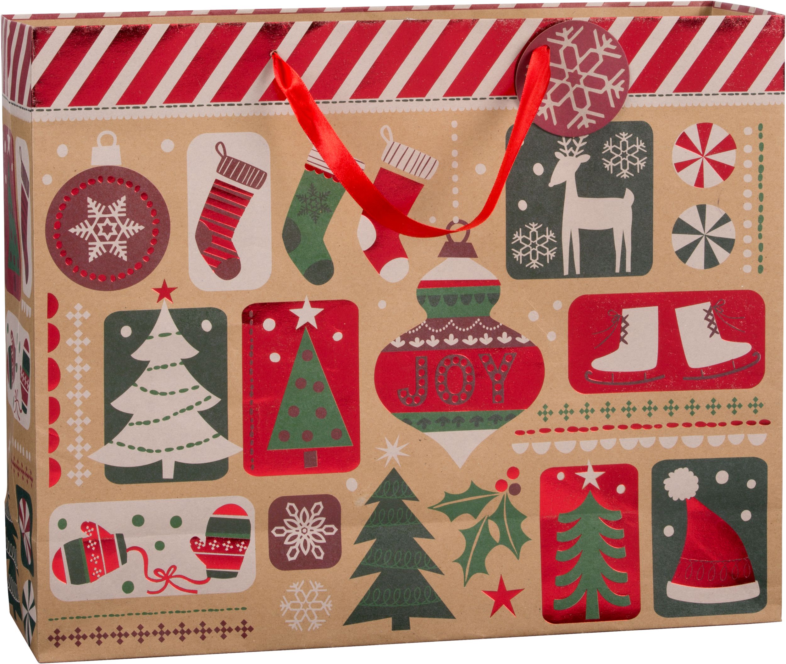 Festive Fun Christmas Kraft Gift Bag, Large | Party City