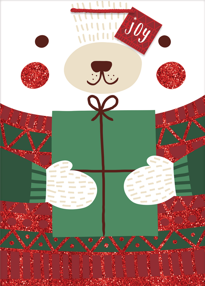 Glitter Winter Polar Bear Gift Bag | Party City
