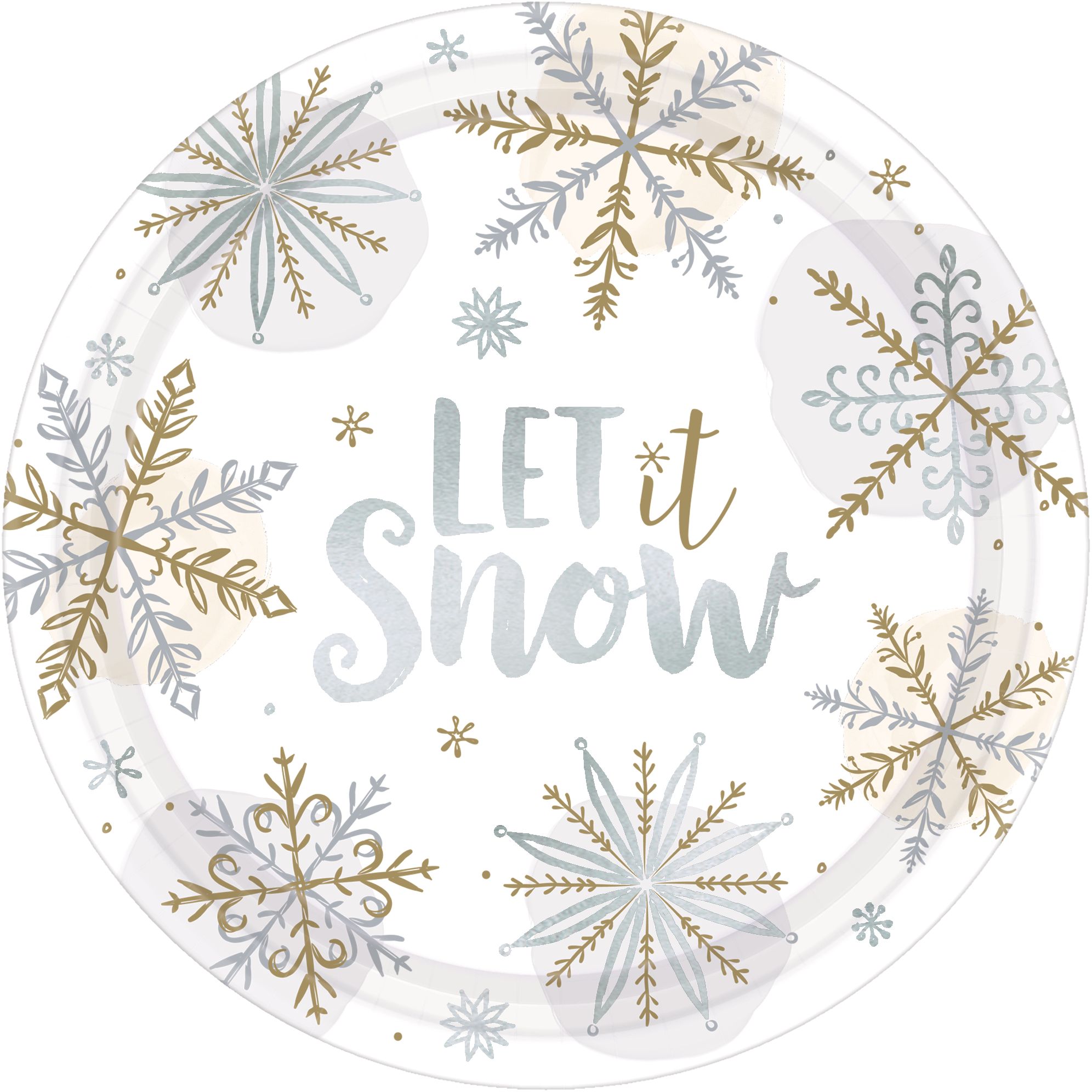 Metallic Let It Snow Dinner Plates, 8-pk | Party City