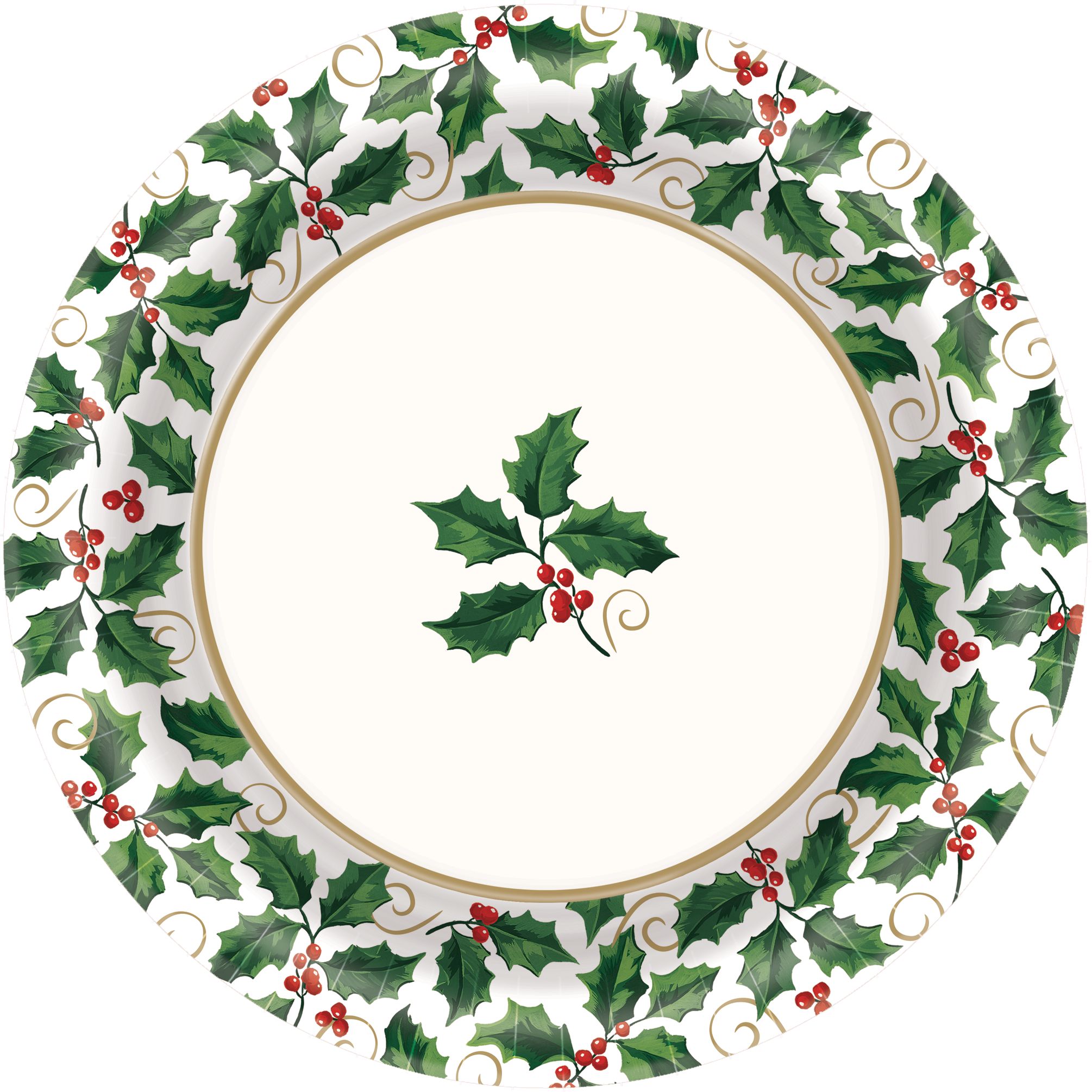 Seasonal Holly Dinner Plates, 40-pk | Party City