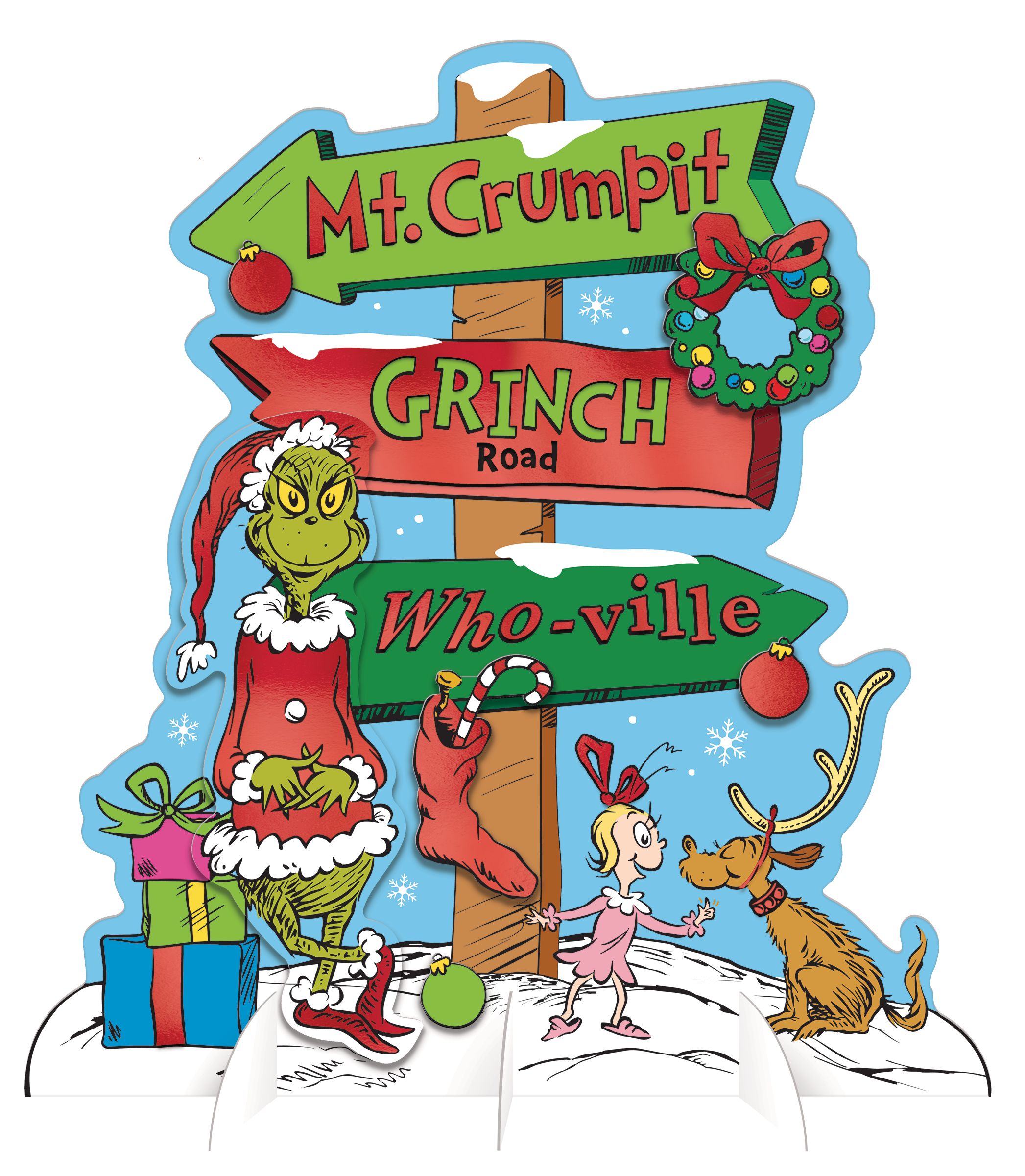 Dr. Seuss The Grinch "Who-Ville" Standing Block Sign Table Centerpiece ...