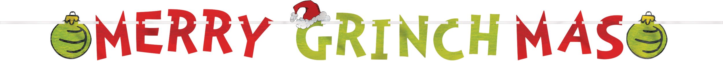 Merry Grinchmas Foil Letter Banner, 12-ft x 6-in | Party City