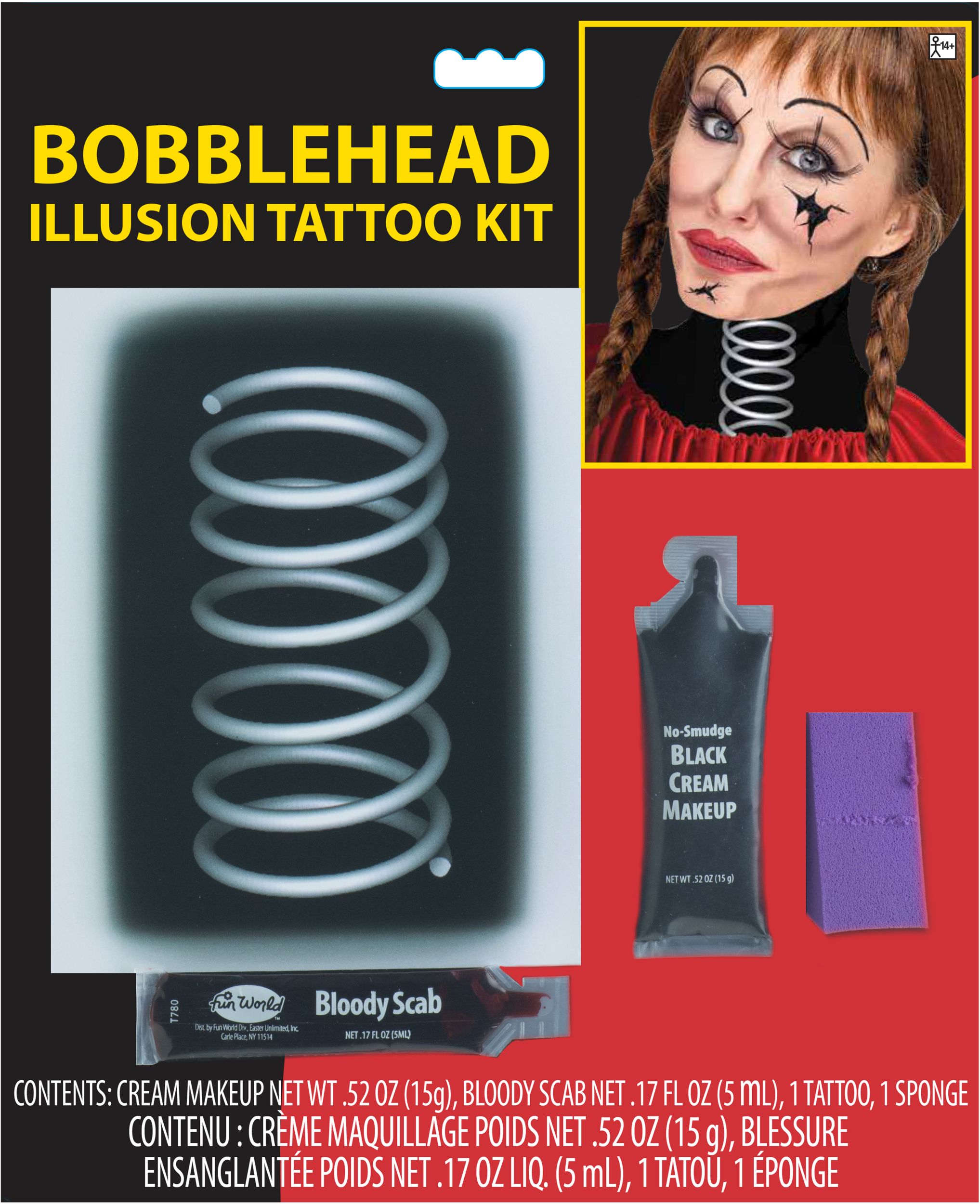 Bobblehead Illusion Temporary Tattoo Kit, Black, 4-pk, Wearable Favours ...