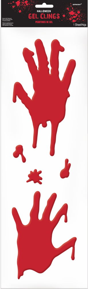 Asylum Bloody Hands Gel Cling Halloween Decoration Decals, 5-pc | Party ...