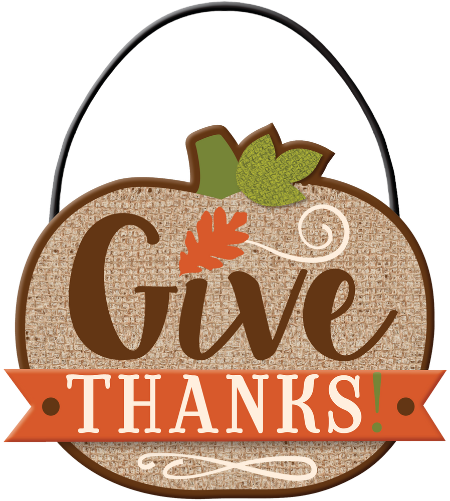 "Give Thanks" Hanging Burlap Sign, Multi-Coloured, 5-in, Indoor/Outdoor ...