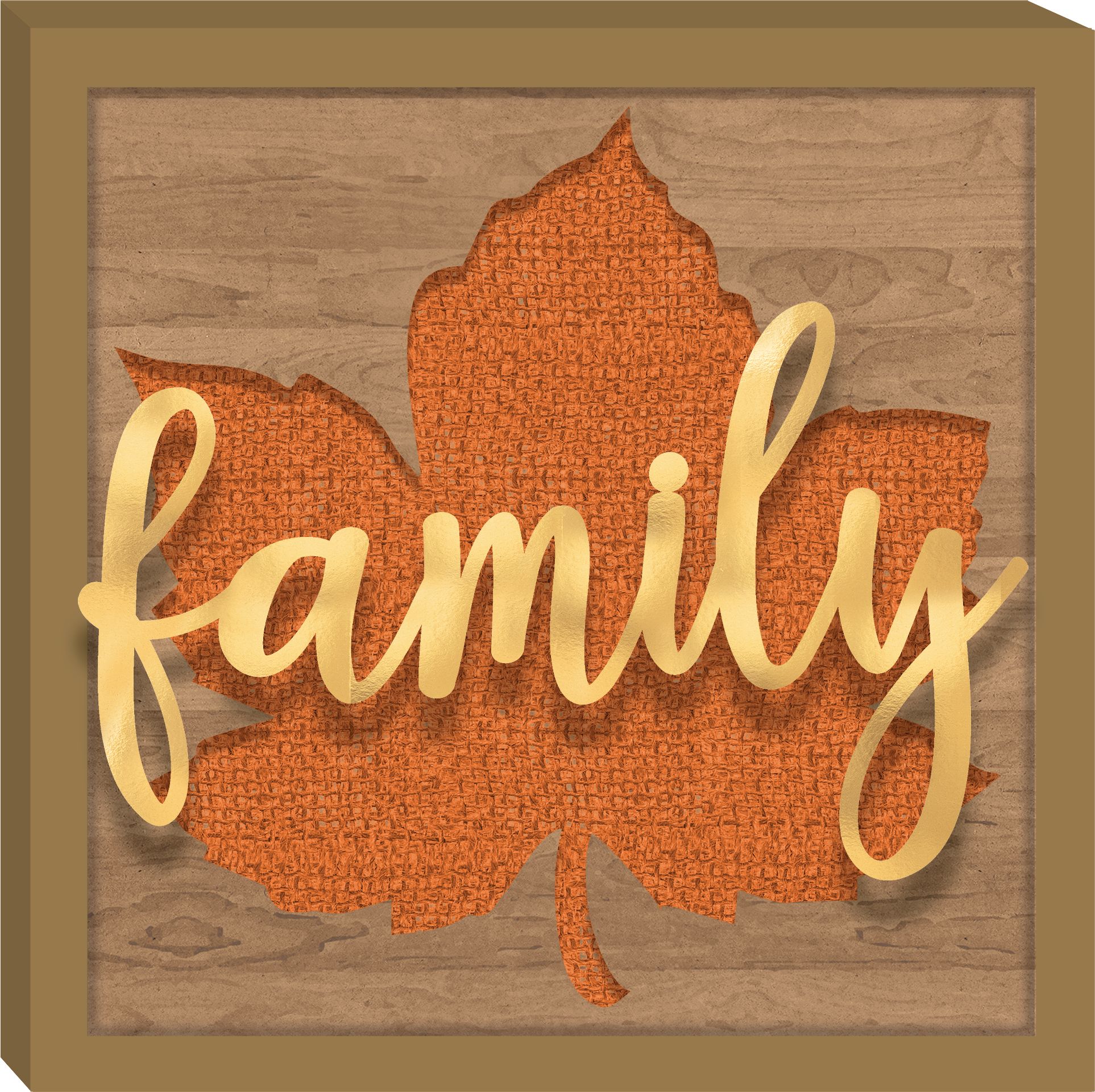 "Family" Leaf Block Sign, Orange, 12-in, Indoor/Outdoor Decoration for ...