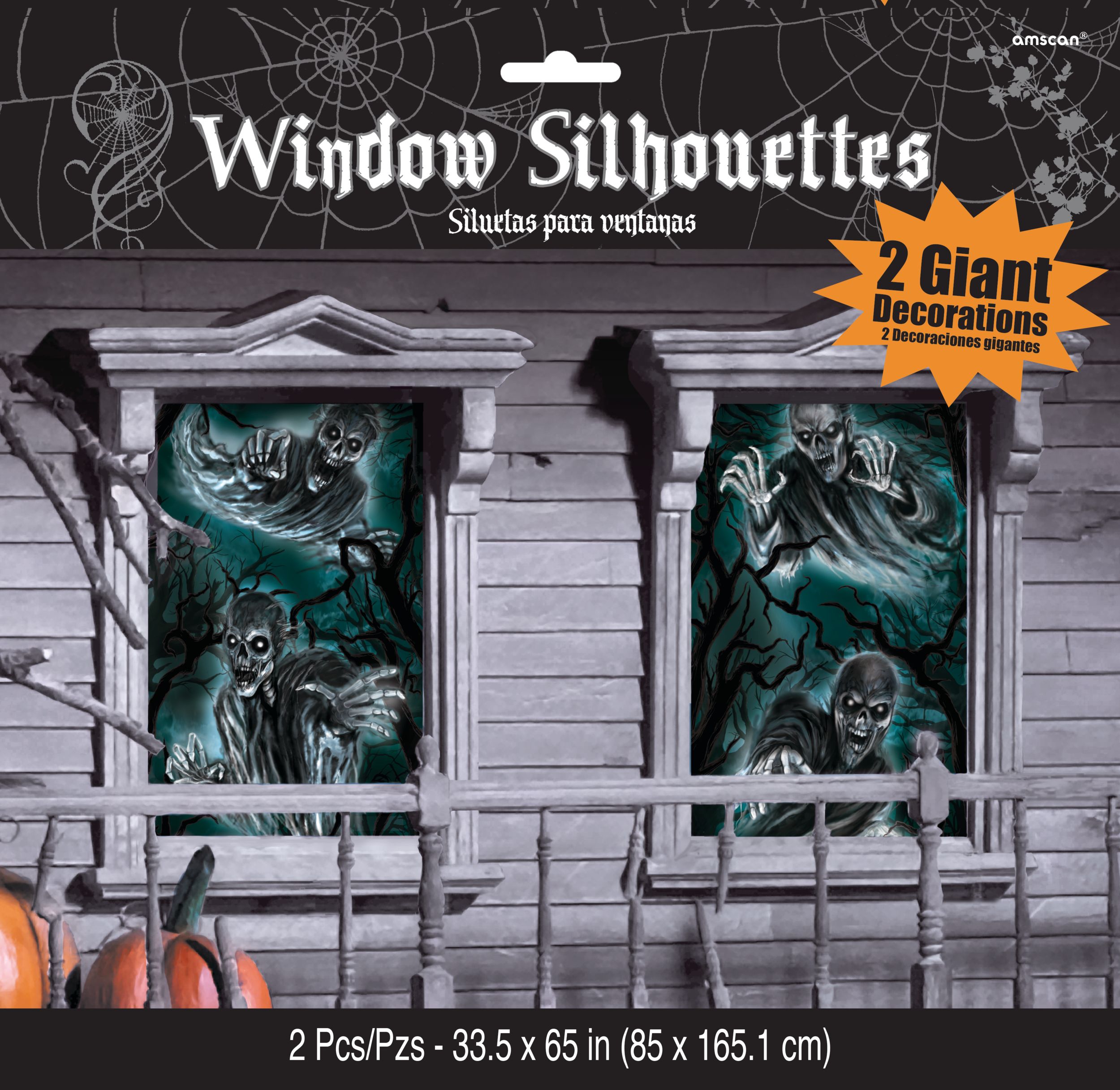 Ghouls Haunted Forest Silhouette Window Posters, Black/Green, 65-in, 2 ...