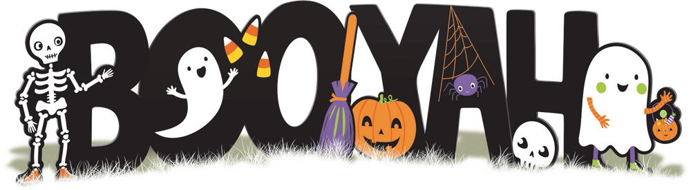 "Boo Yah" Ghost/Skeleton/Jack-O'-Lantern Yard Stakes, Multi-Coloured ...