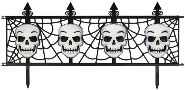 Skull Interlocking Light-Up Fences, Black/White, 12-in, 2-pk, Outdoor ...