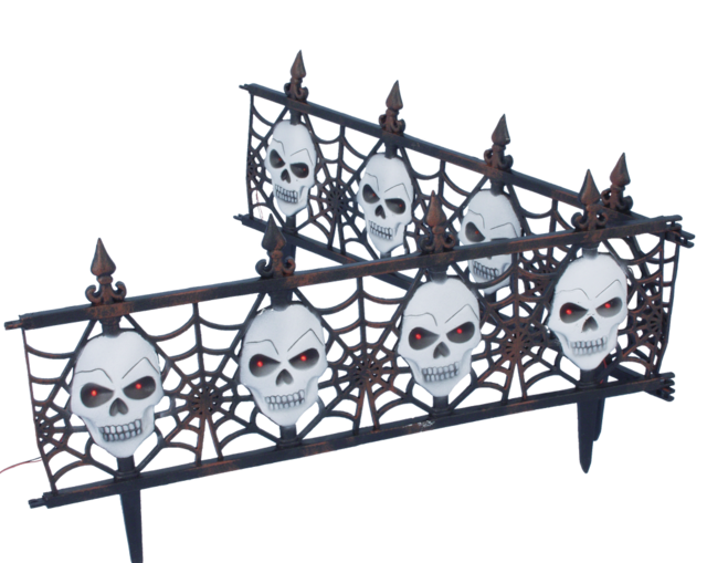 Skull Interlocking Light-Up Fences, Black/White, 12-in, 2-pk, Outdoor ...