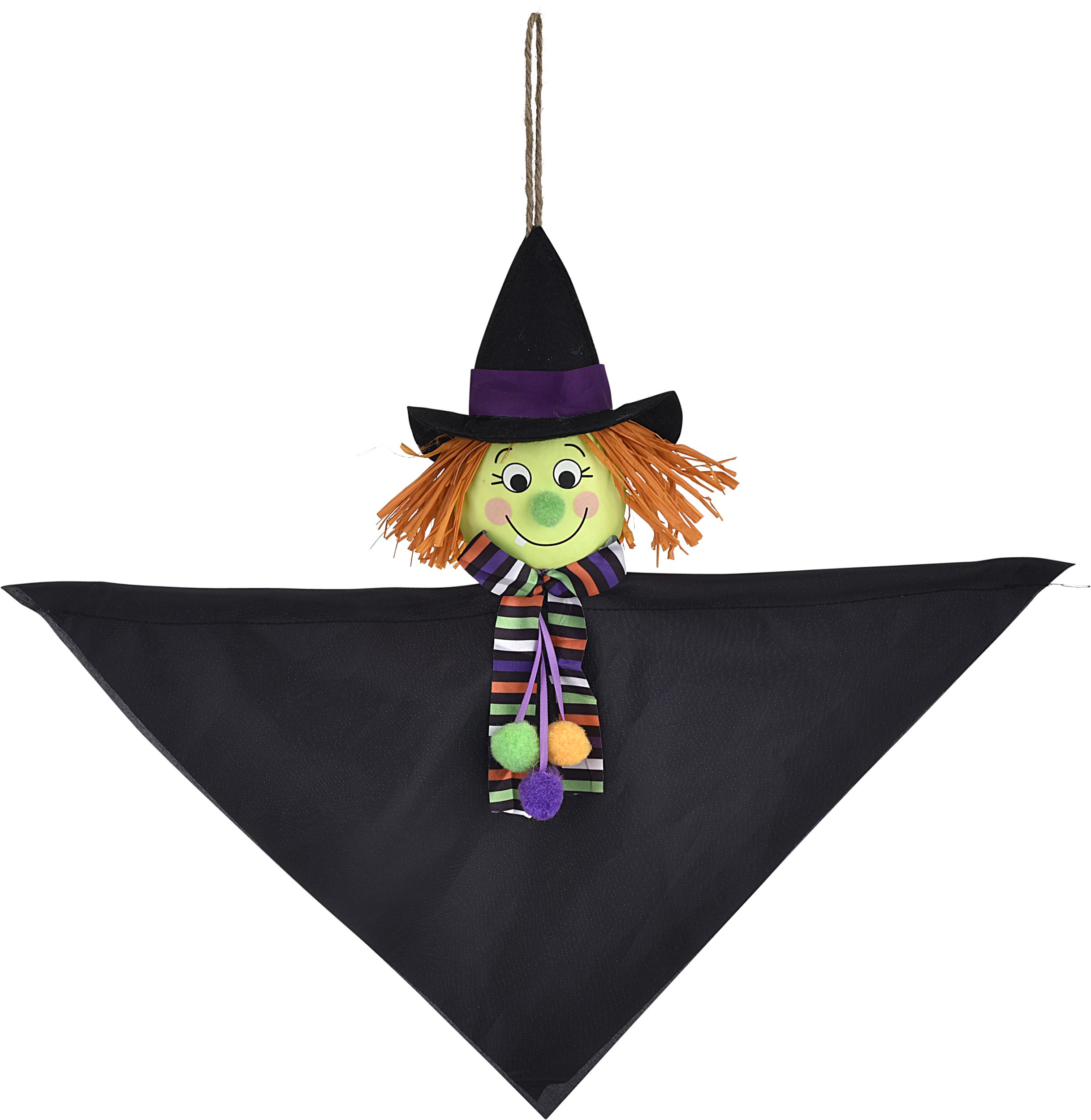 Witch Mini Smiling Hanging Witch Prop, Black/Green, 15-in, Indoor ...