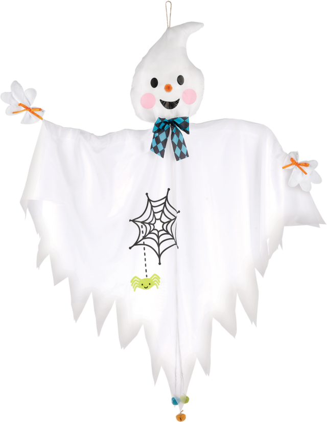 Ghost Hanging Smiling Prop with Bells, White, 4-ft, Indoor/Outdoor ...