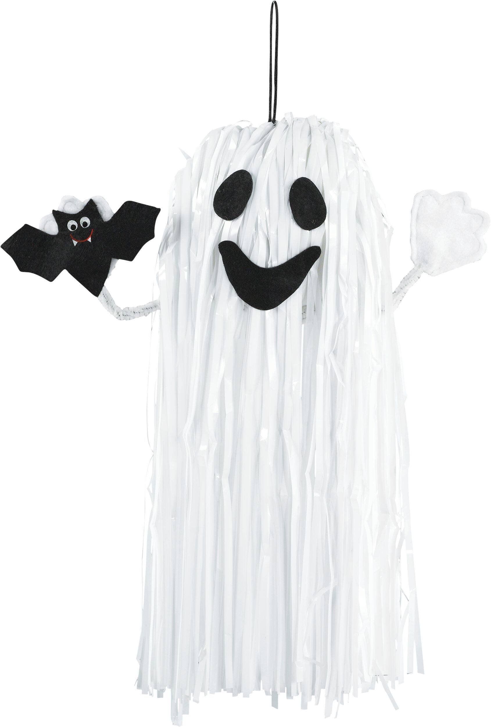Ghost & Bat Fringe Hanging Prop, Black/White, 16-in, Indoor/Outdoor ...