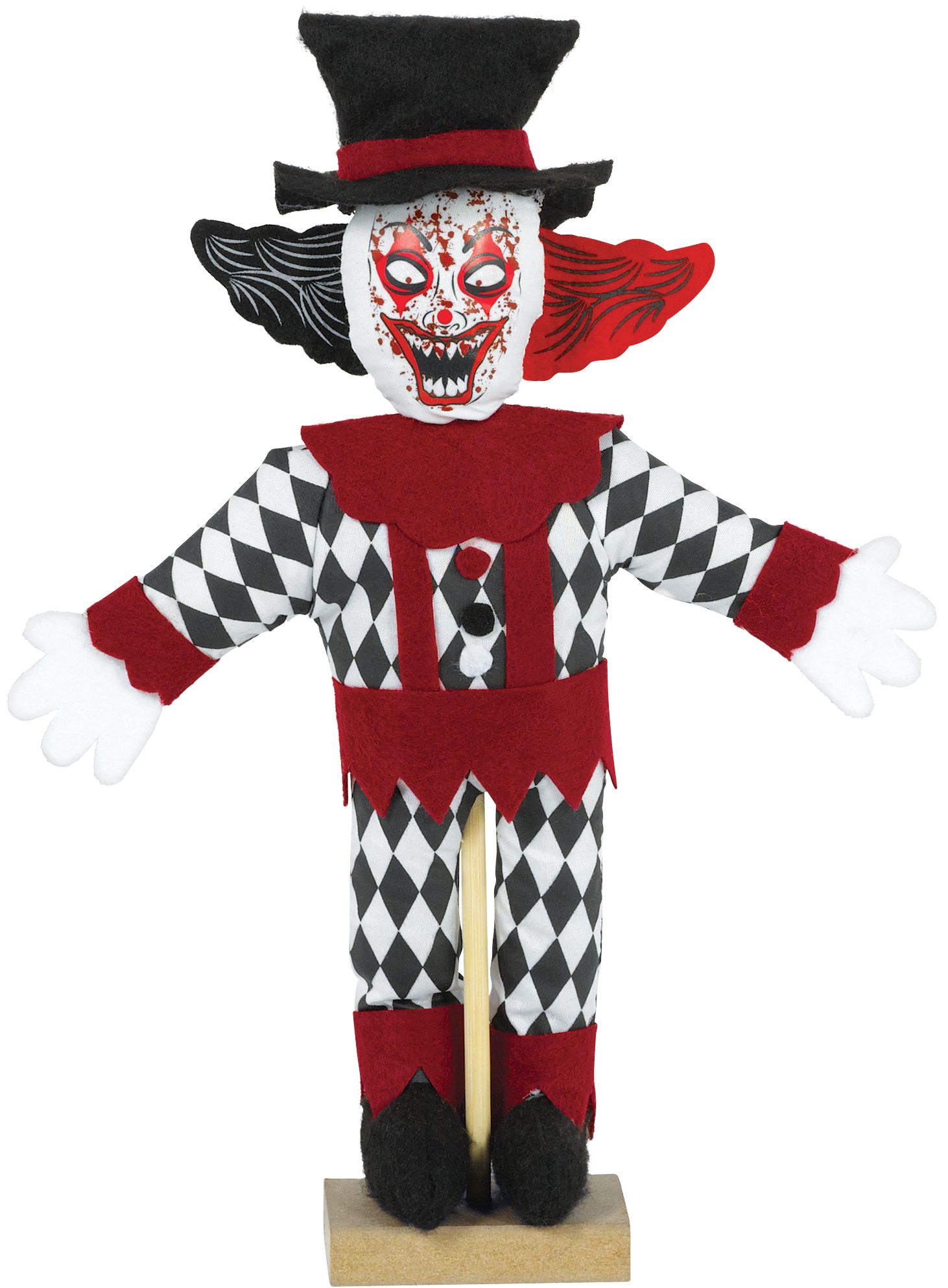 Clown Mini Standing Evil Prop, Black/White/Red, 11.7-in, Indoor/Outdoor ...