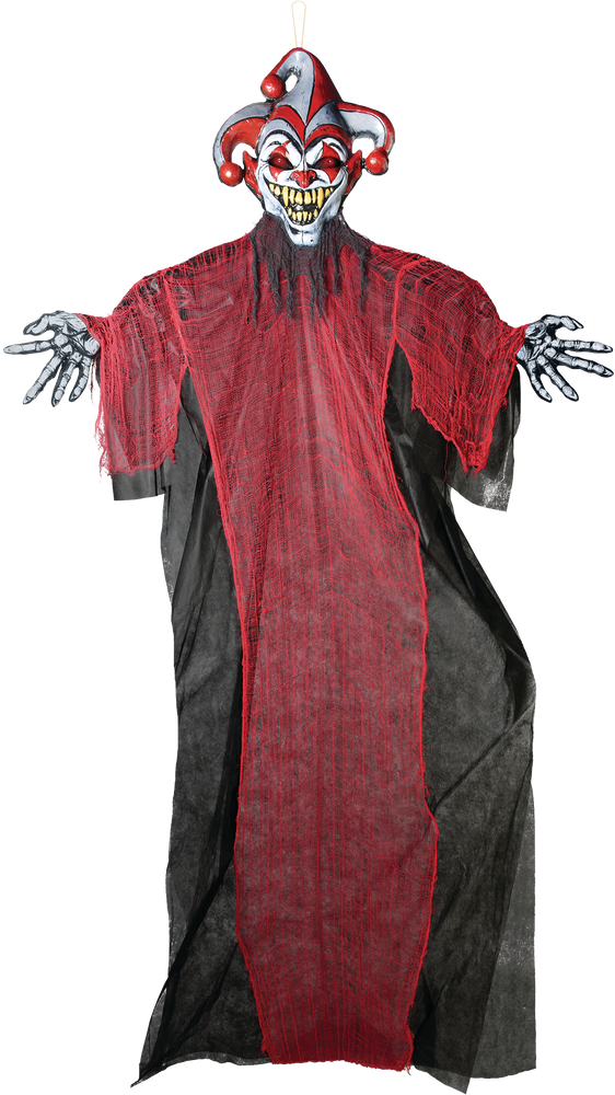 Jester Hanging Light-Up Giant Prop, Black/Red, 12-in, Indoor/Outdoor ...
