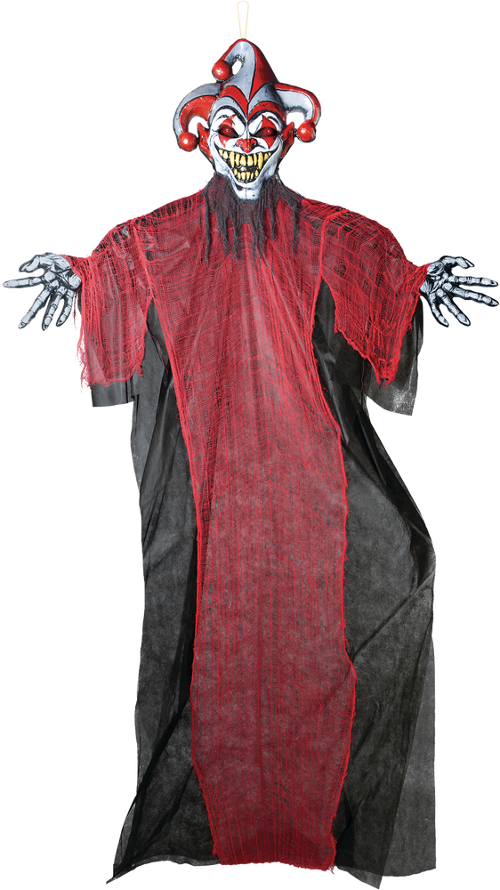Jester Hanging Light-Up Giant Prop, Black/Red, 12-in, Indoor/Outdoor ...