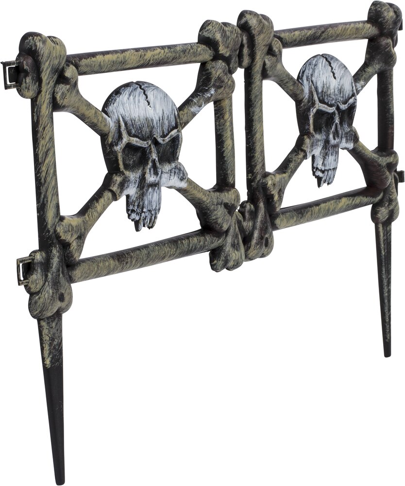 Skull Fence Yard Stakes, Grey, 19-in, Outdoor Decoration for Halloween ...