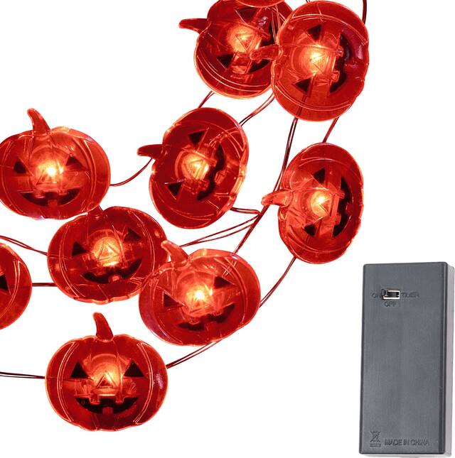 Jack-O'-Lantern LED Fairy Pumpkin String Lights, Orange, 7.5-in, 20-pk, Indoor/Outdoor ...