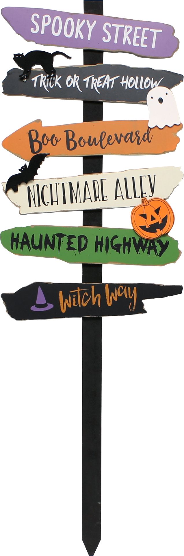 "Spooky Street" Ghost/Cat/Pumpkin/Bat Directional Yard Sign, Multi ...