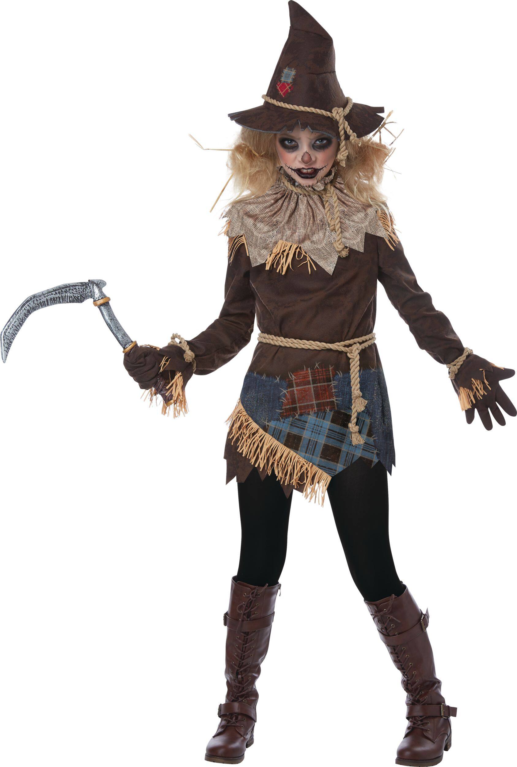 Kids' Creepy Scarecrow Brown Tunic with Hat & Belt Halloween Costume ...