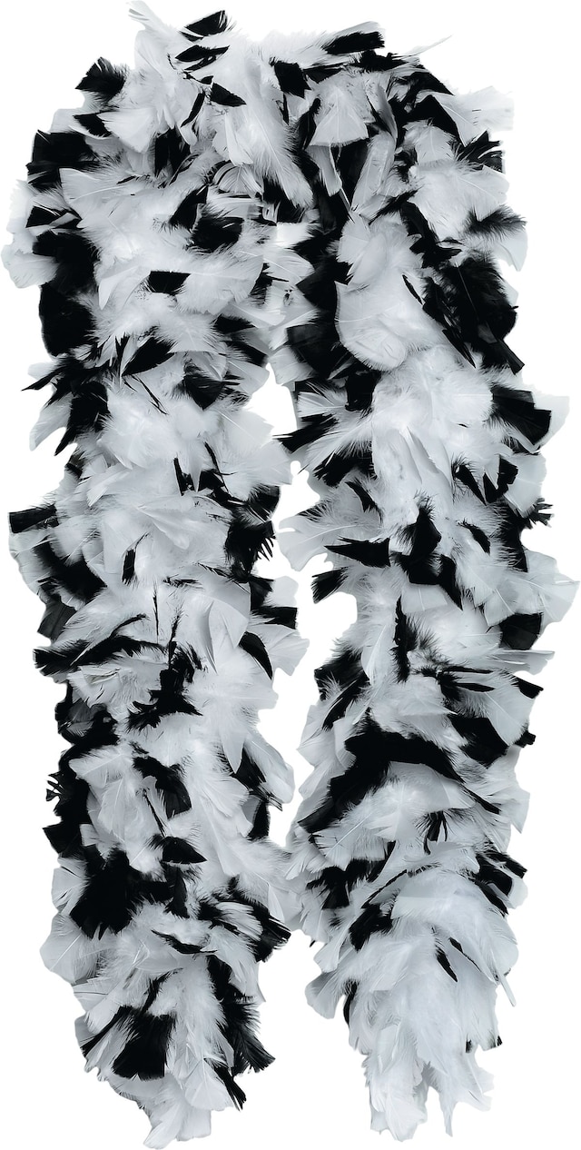 Burlesque Feather Boa, White/Black, 72-in, Wearable Costume Accessory ...
