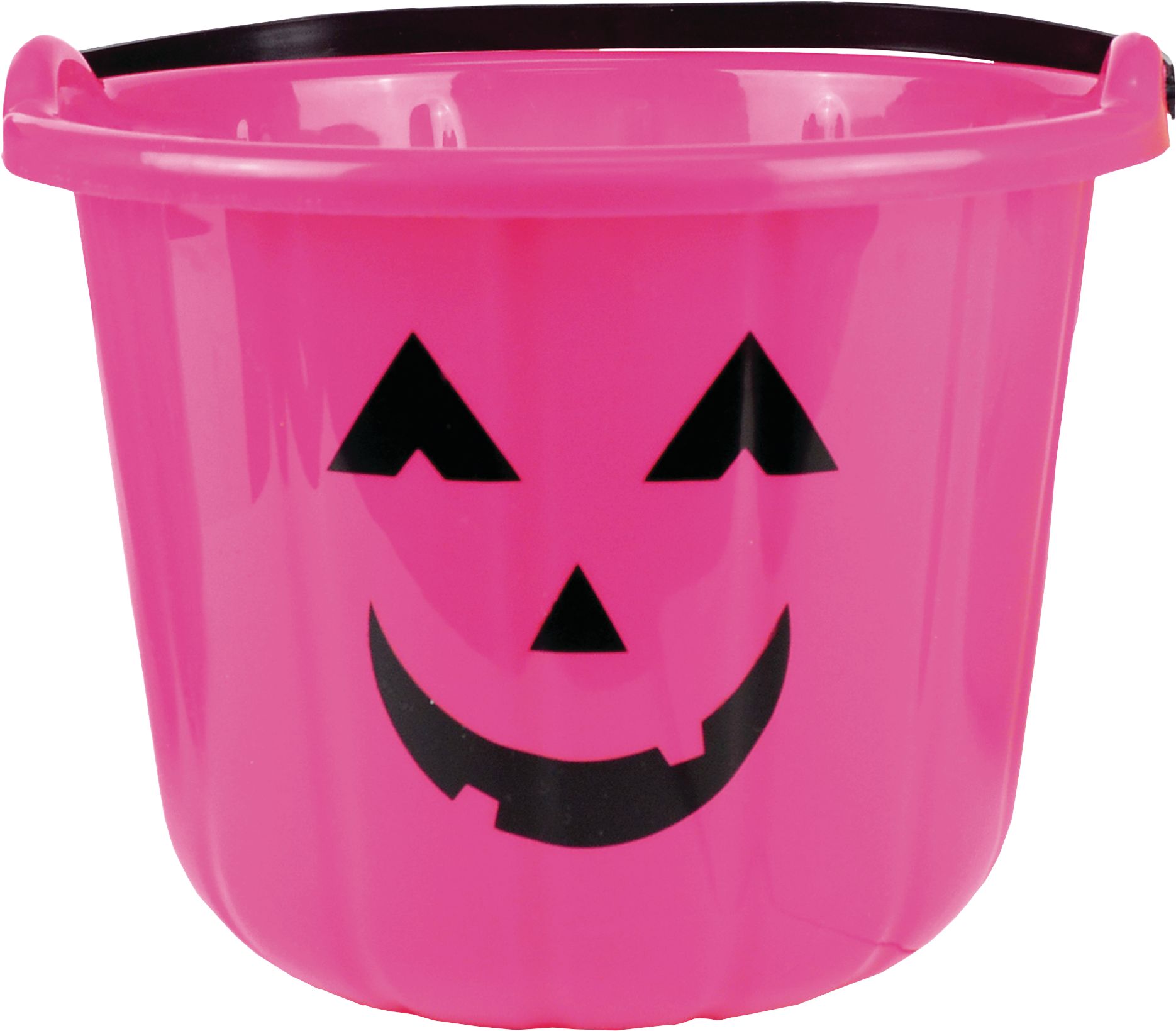 Jack-O'-Lantern Plastic Treat Pail Bucket, Pink/Black, 5-in, for Trick ...