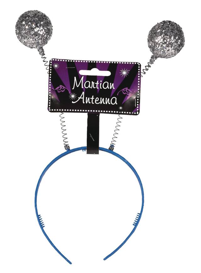 Martian Alien Antennae Head Bopper Headband Silver One Size Wearable