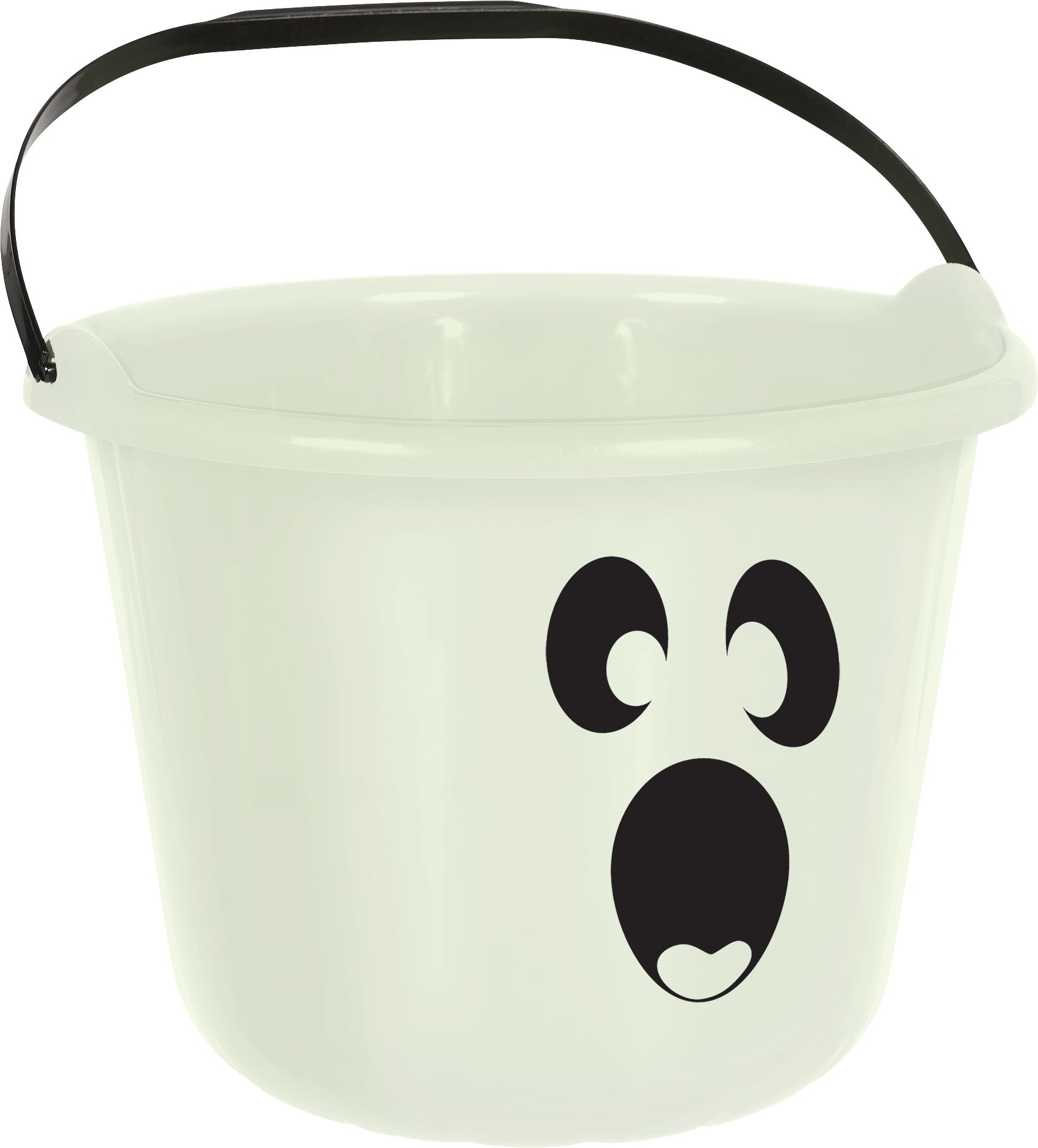 Ghost Glow-In-The-Dark Treat Pail Bucket, Black/White, 7-in, for Trick ...