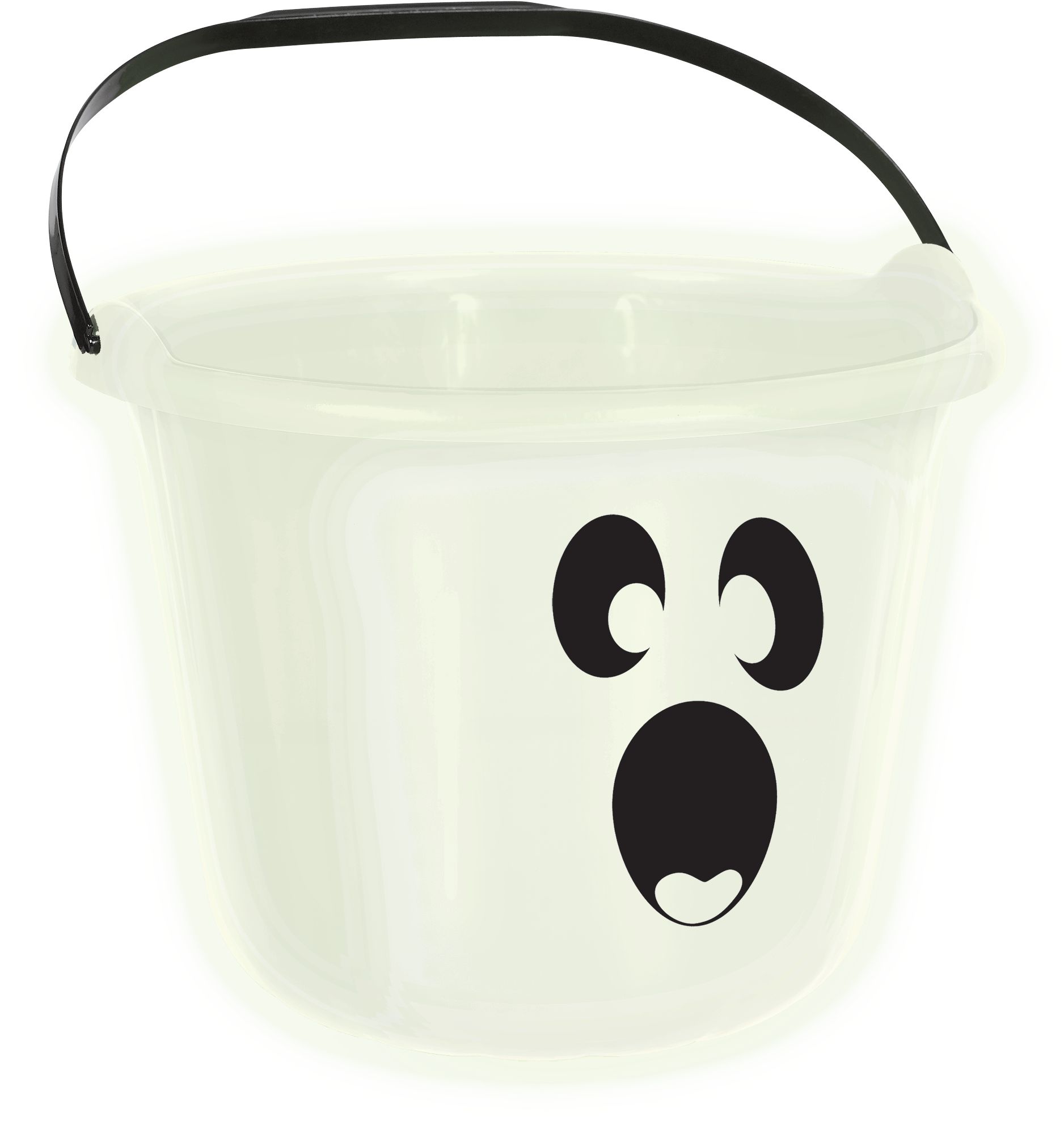 Ghost Glow-In-The-Dark Treat Pail Bucket, Black/White, 7-in, for Trick ...
