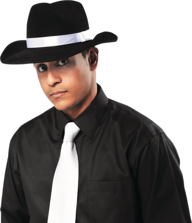 Roaring 20s Mafia Mob Fabric Fedora Hat, Black/White, One Size ...