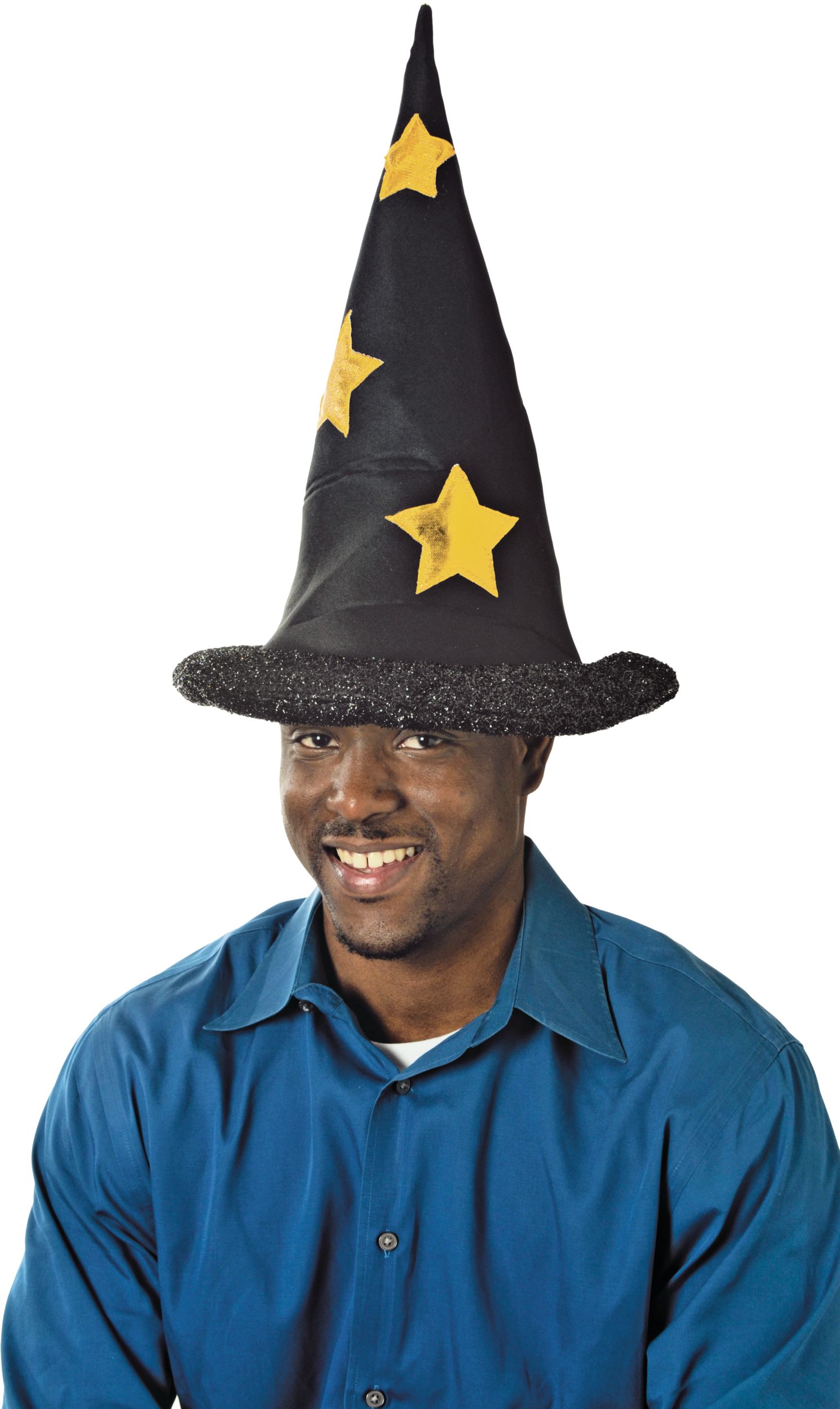 Wizard Plush Warlock Hat, Black/Blue Stars, One Size, Wearable Costume ...