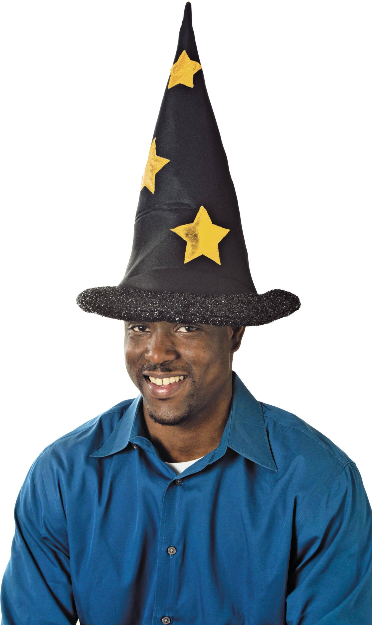Wizard Plush Warlock Hat, Black/Blue Stars, One Size, Wearable Costume ...
