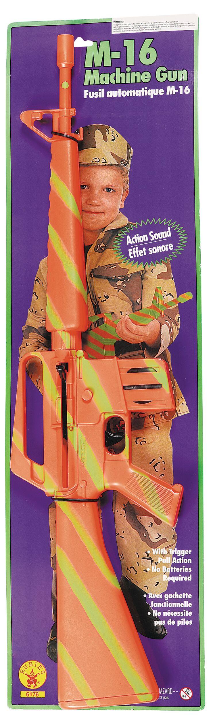 M16 Machine Gun Toy Weapon with Sound Effects, Orange, 38-in, Wearable ...