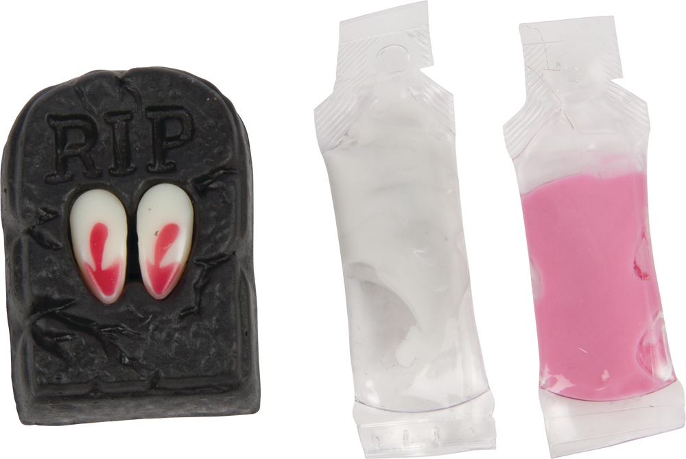 Custom Fitting Vampire Fangs with Fake Blood, White/Red, One Size, 2-pk ...