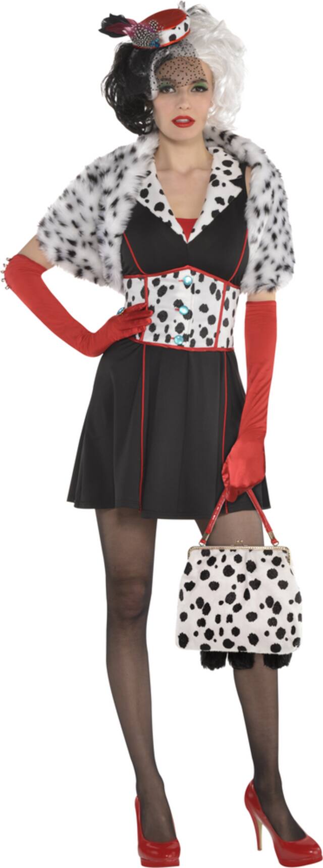 Disney 101 Dalmations Cruella De Vil Faux Fur Spotted Shrug, White ...