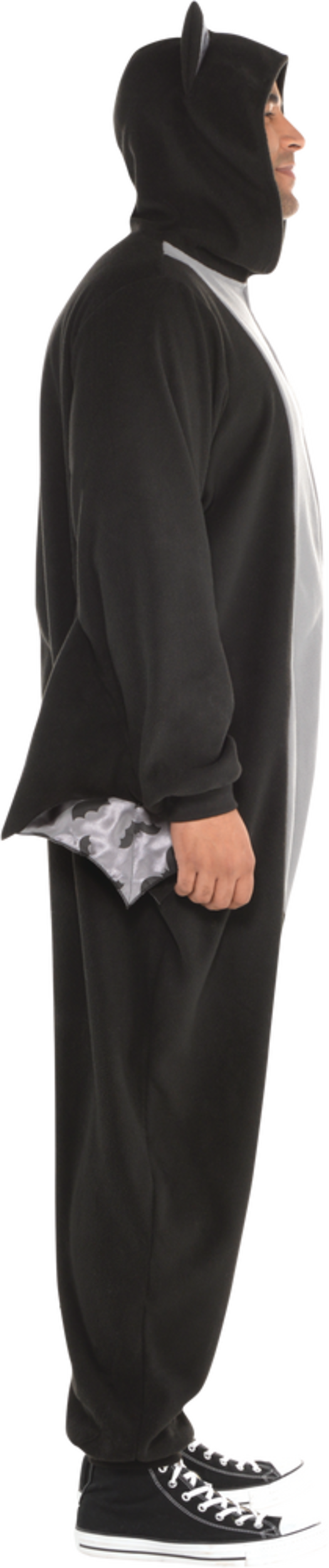 Adult Bat Black Grey Jumpsuit With Hood And Wings Halloween Costume