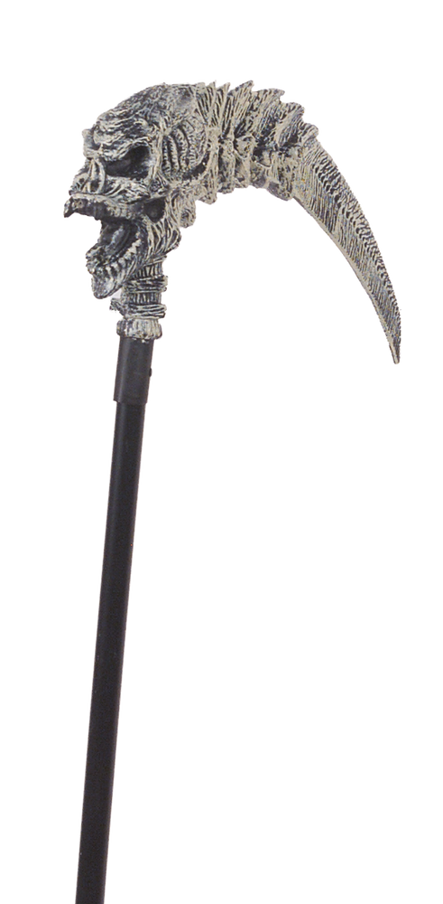 Grim Reaper Bones Scythe Weapon, Grey/Black, 7-ft, Wearable Costume ...