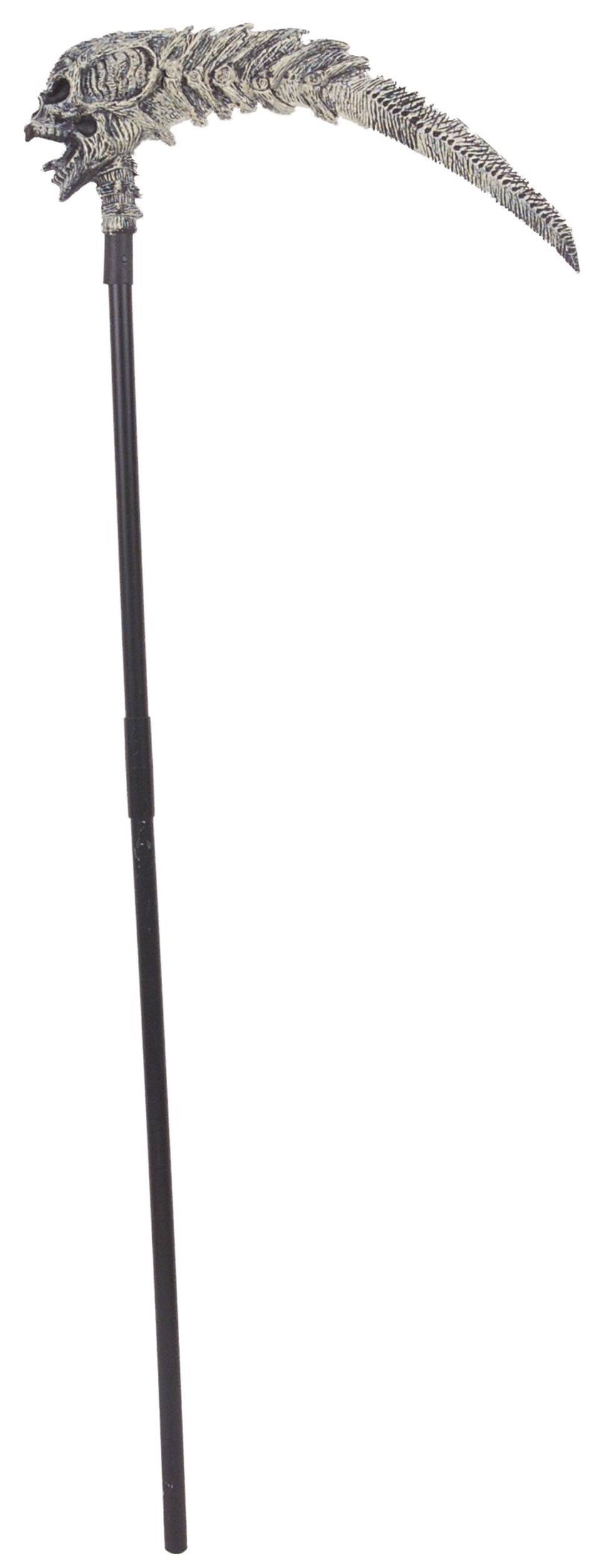Grim Reaper Bones Scythe Weapon, Grey/Black, 7-ft, Wearable Costume ...