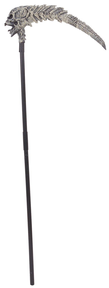 Grim Reaper Bones Scythe Weapon, Grey/Black, 7-ft, Wearable Costume ...