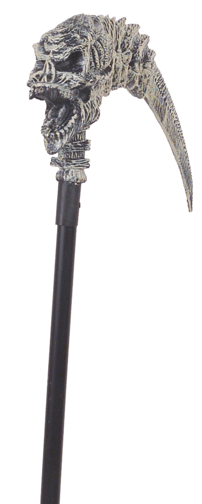 Grim Reaper Bones Scythe Weapon, Grey/Black, 7-ft, Wearable Costume ...
