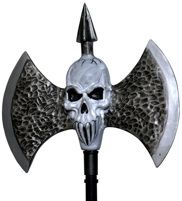 Double-Bladed Executioner Axe Weapon, Silver, 48-in, Wearable Costume ...