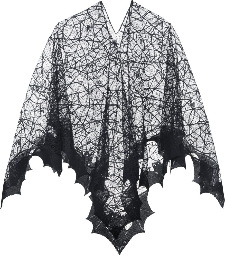 Adult Mesh Spider Web Bat Poncho, Black, One Size, Wearable Costume ...