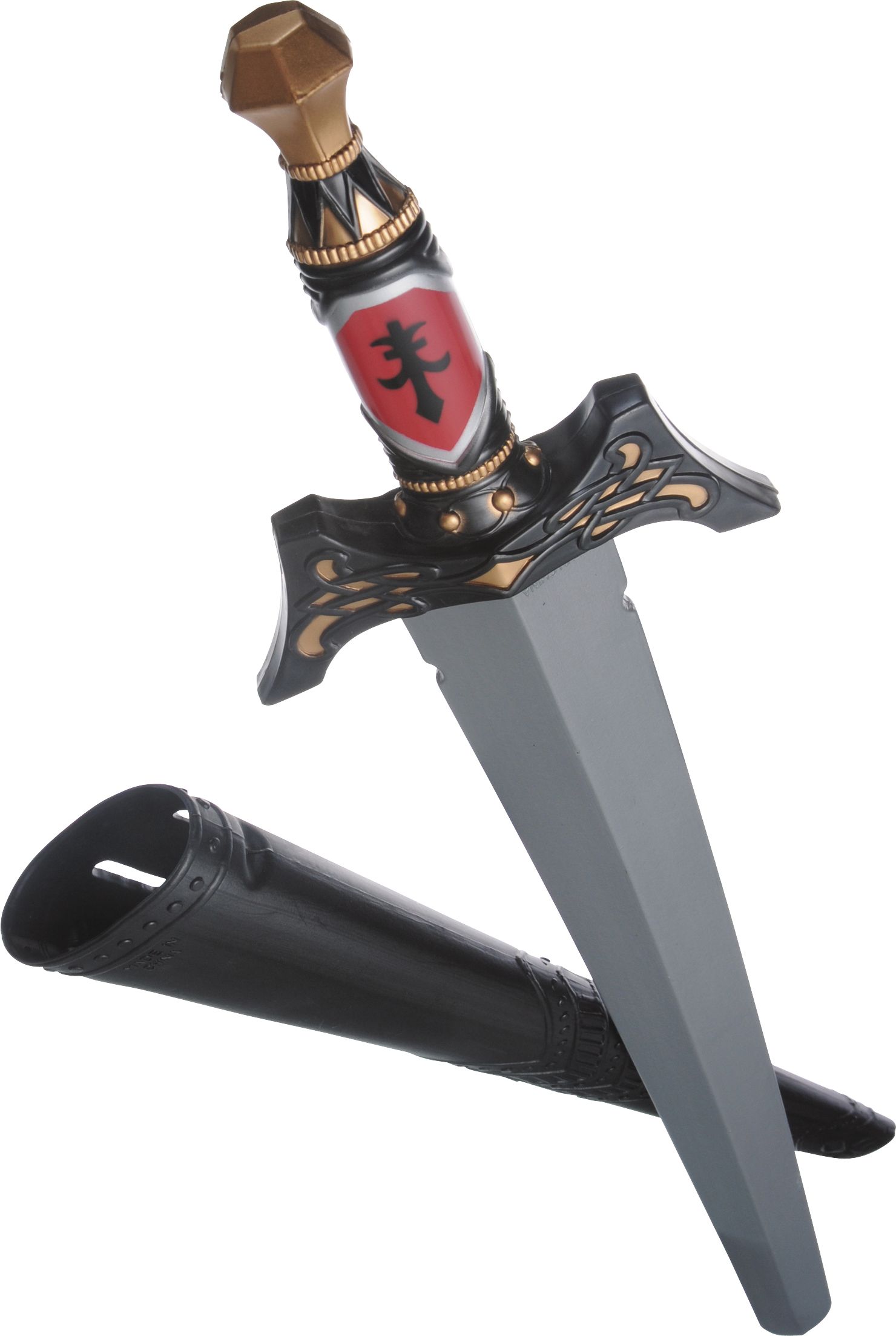 Medieval Knight Double-Edged Sword Weapon, Silver/Red, 27-in, Wearable ...