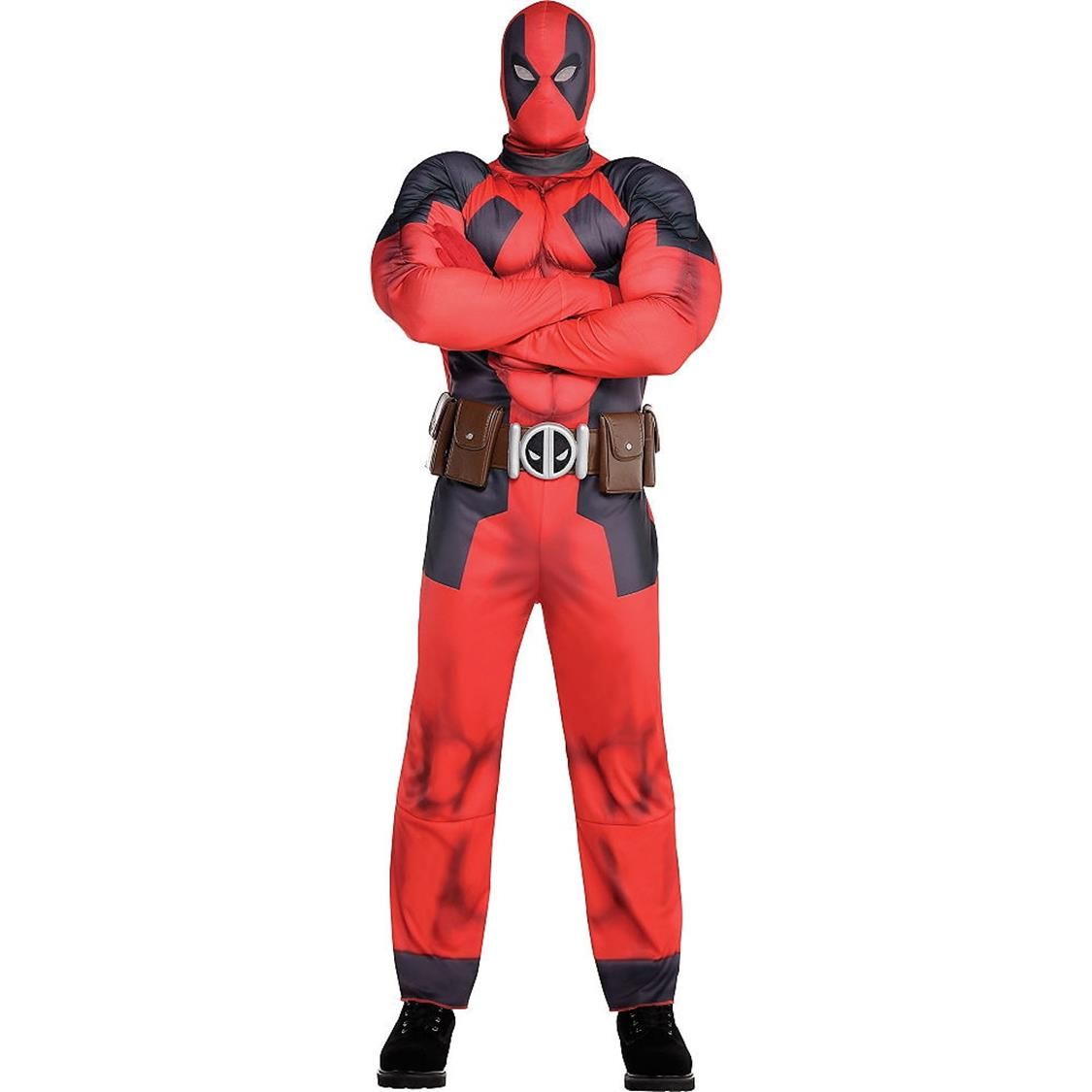 Men's Disney Marvel Deadpool Red/Black Padded Jumpsuit with Mask ...