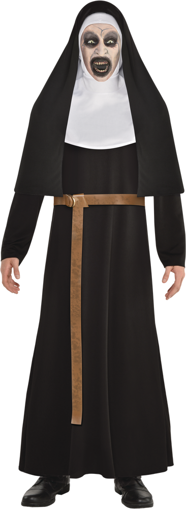 Men's The Nun Valak Black Outfit with Robe/Veil/Mask Halloween Costume ...