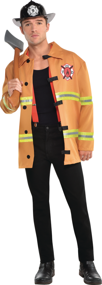 Adult Firefighter Jacket, Orange, One Size, Wearable Costume Accessory ...