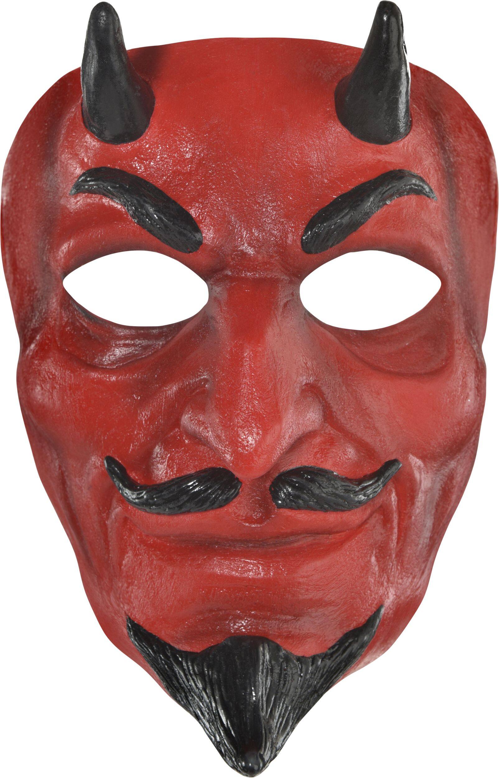 Devil Mask with Horns, Red/Black, One Size, Wearable Costume Accessory ...