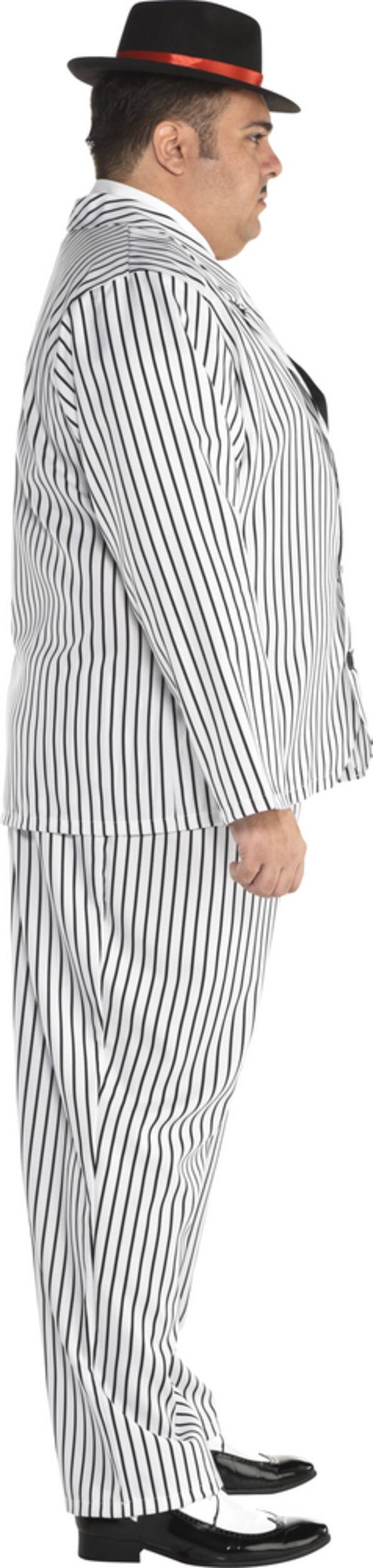 Men's Mafia Mob Gangsta Black/White Pinstriped Suit with Hat Halloween ...