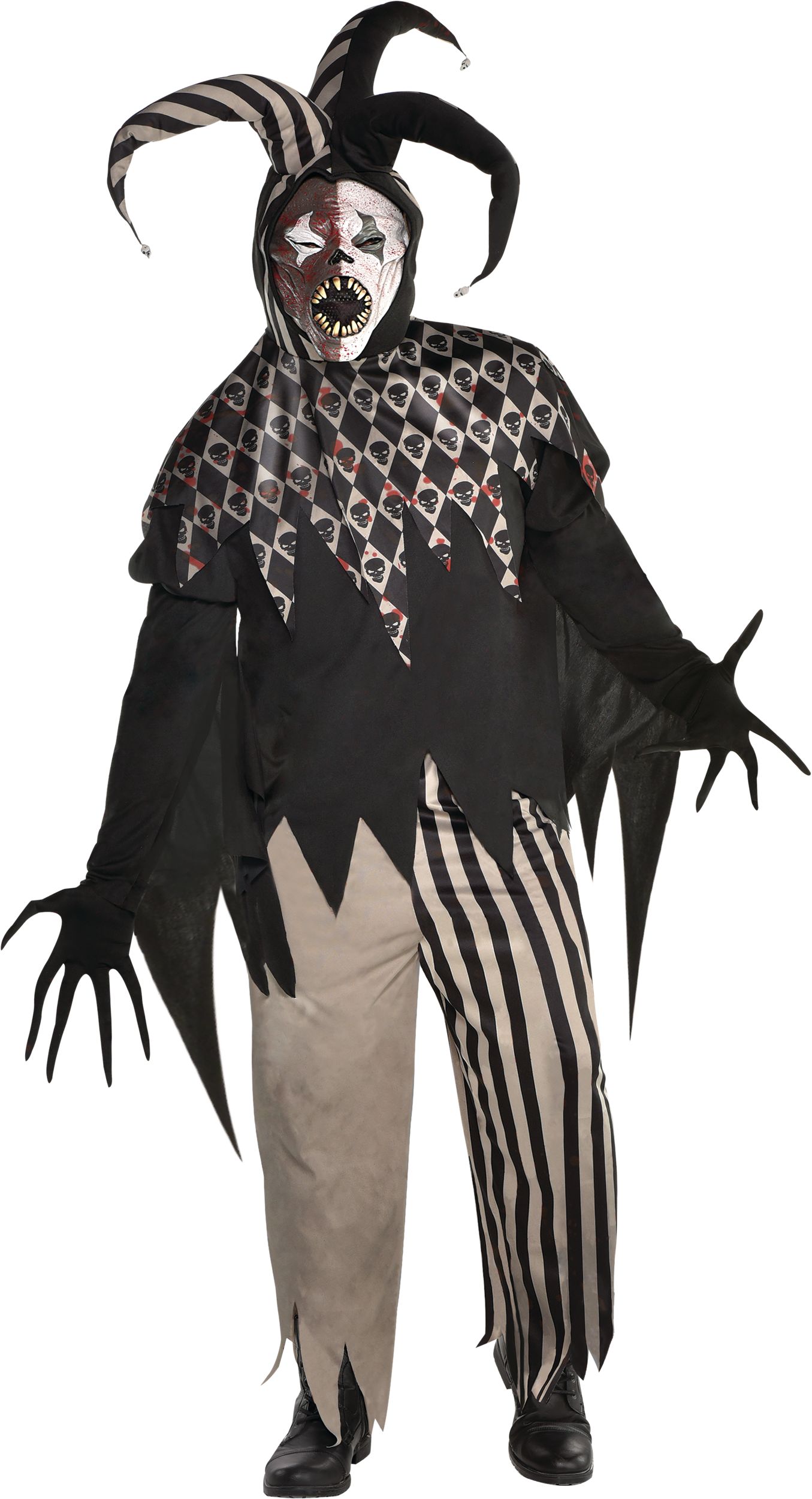 Men's Twisted Jester Black Outfit with Shirt/Pants/Hat/Mask/Gloves ...