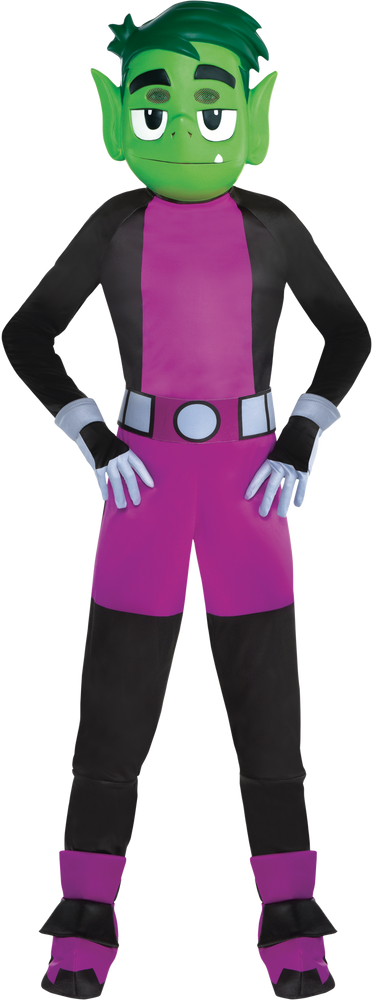 Kids' Teen Titans Go Boys Beast Green/Purple/Black Jumpsuit with Mask ...